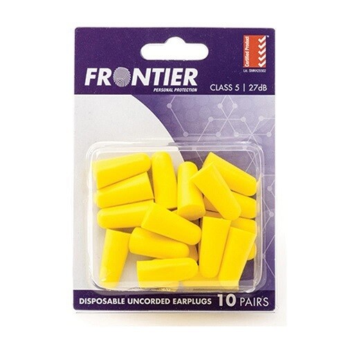 Frontier Disposable Foam Ear Plugs, Yellow Uncorded, Class 5 - Pack of ...