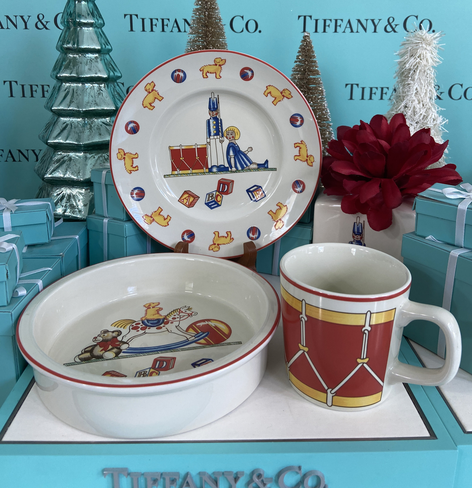Tiffany&Co Tiffany Toys Child Plate Bowl Cup Drummer Boy 1992 Vtg Baby ...