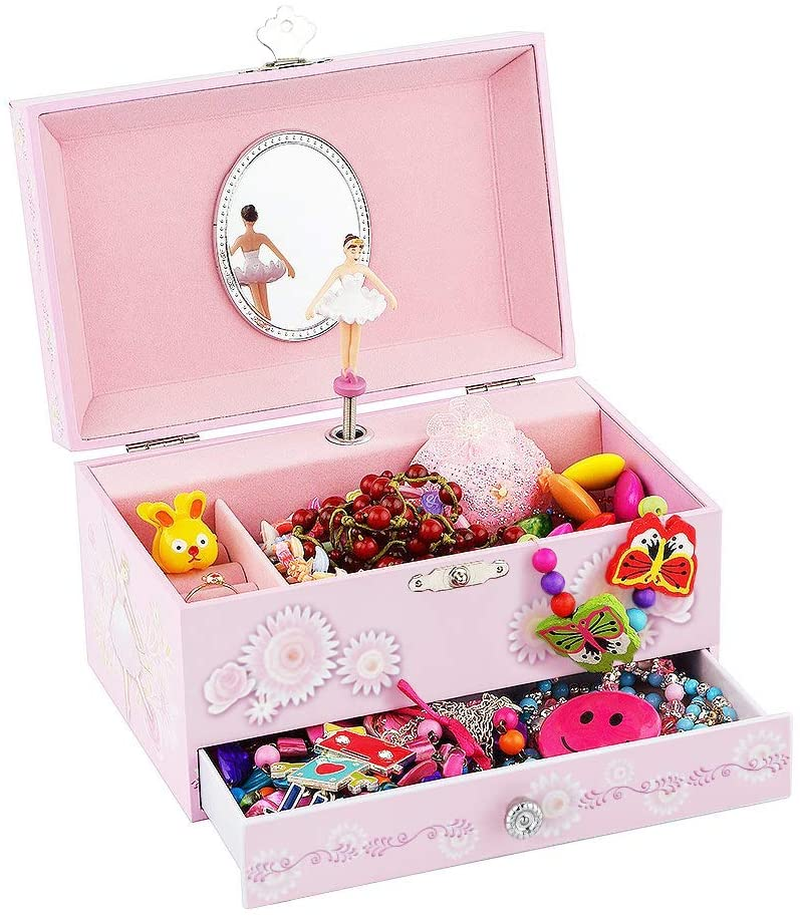 Kids Musical Jewelry Box for Girls with Drawer and Jewelry Set with ...