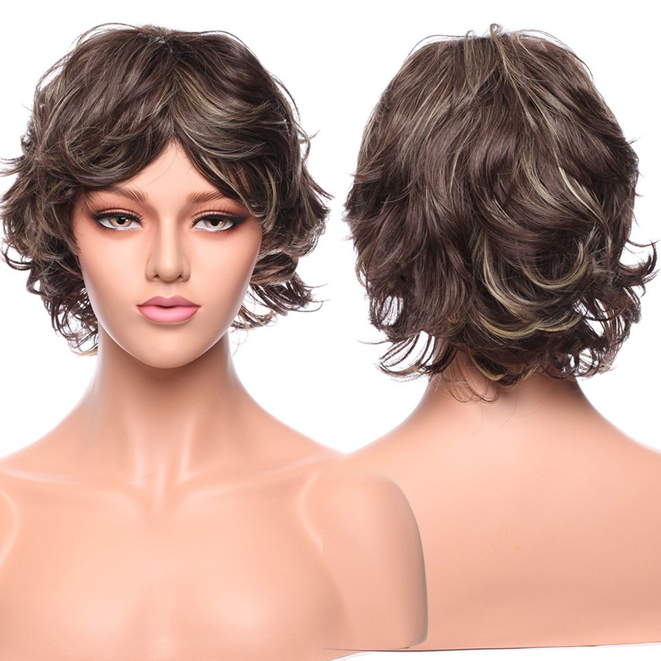 Women Short Bob Hair Wig With Bangs Heat Resistant Synthetic Cosplay ...