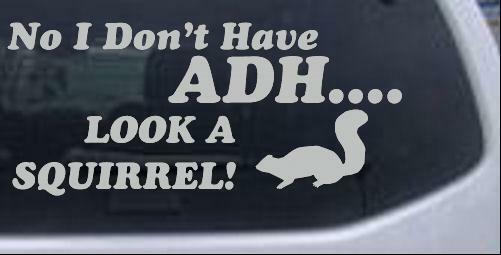 Funny ADHD ADD Look A Squirrel Car or Truck Window Laptop Decal Sticker ...
