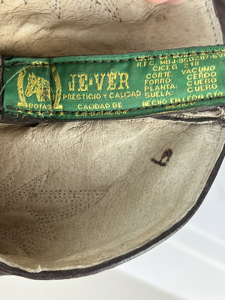 Botas Jever Brown Exotic Leather Embossed Cowboy Western Boots Size 9 ...