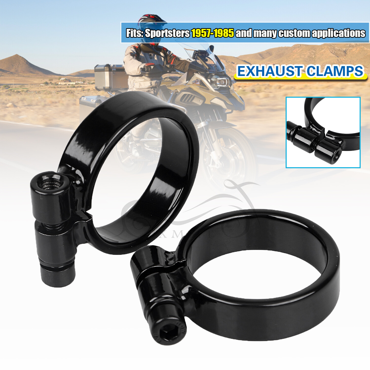Black Aircraft Style Exhaust Clamps For Harley Sportster 1000 XL XLH ...