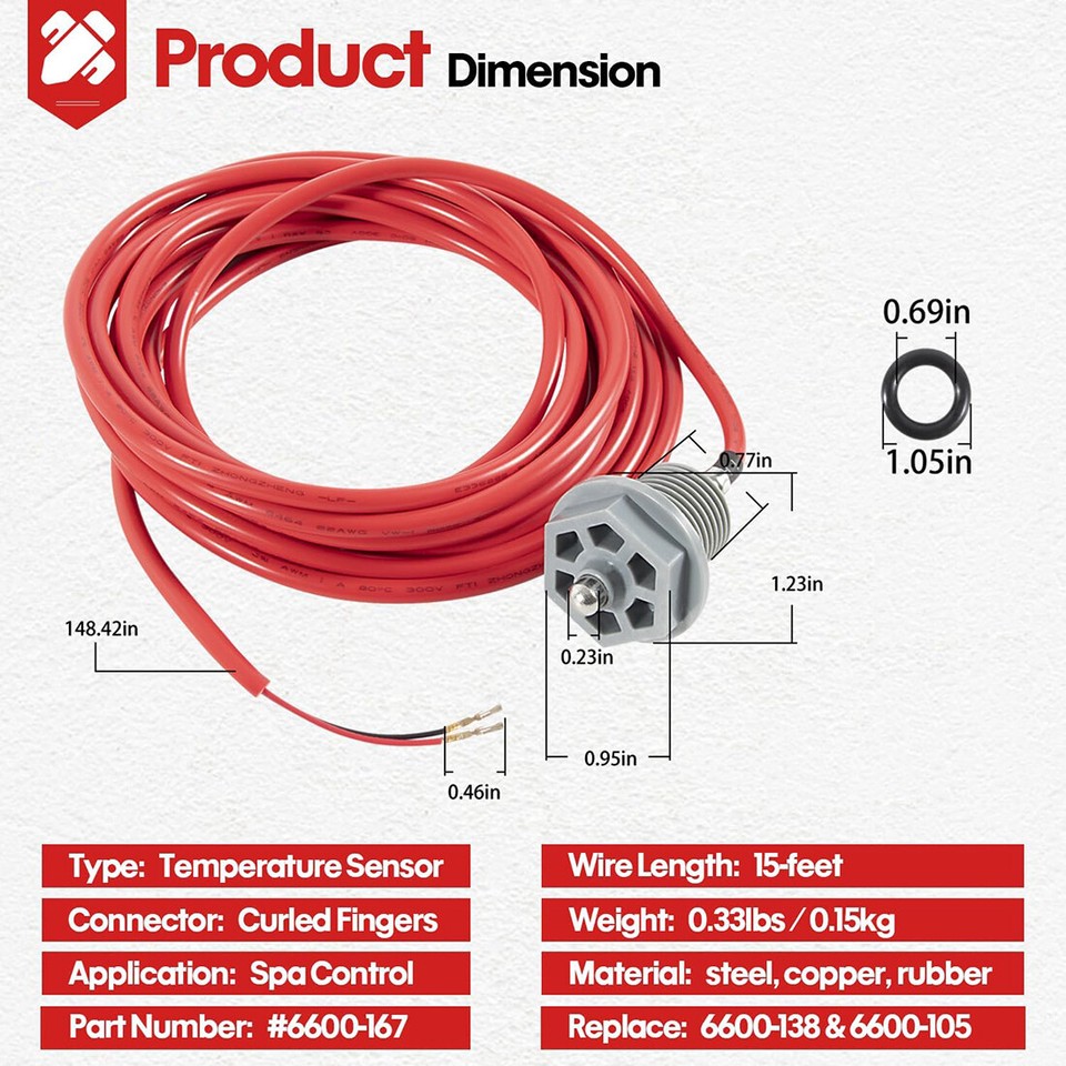 for 6600-167 Jacuzzi Hot Tub Sundance Spas Temperature Sensor + 6540 ...