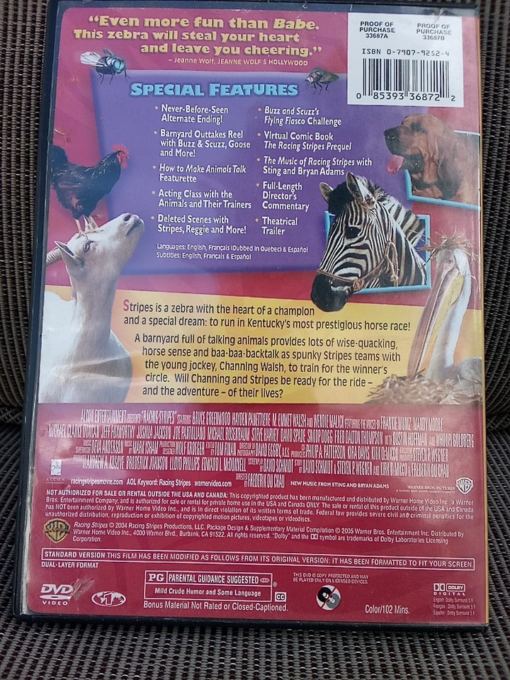 Racing Stripes (DVD, 2005, Full Frame) 85393368722| eBay