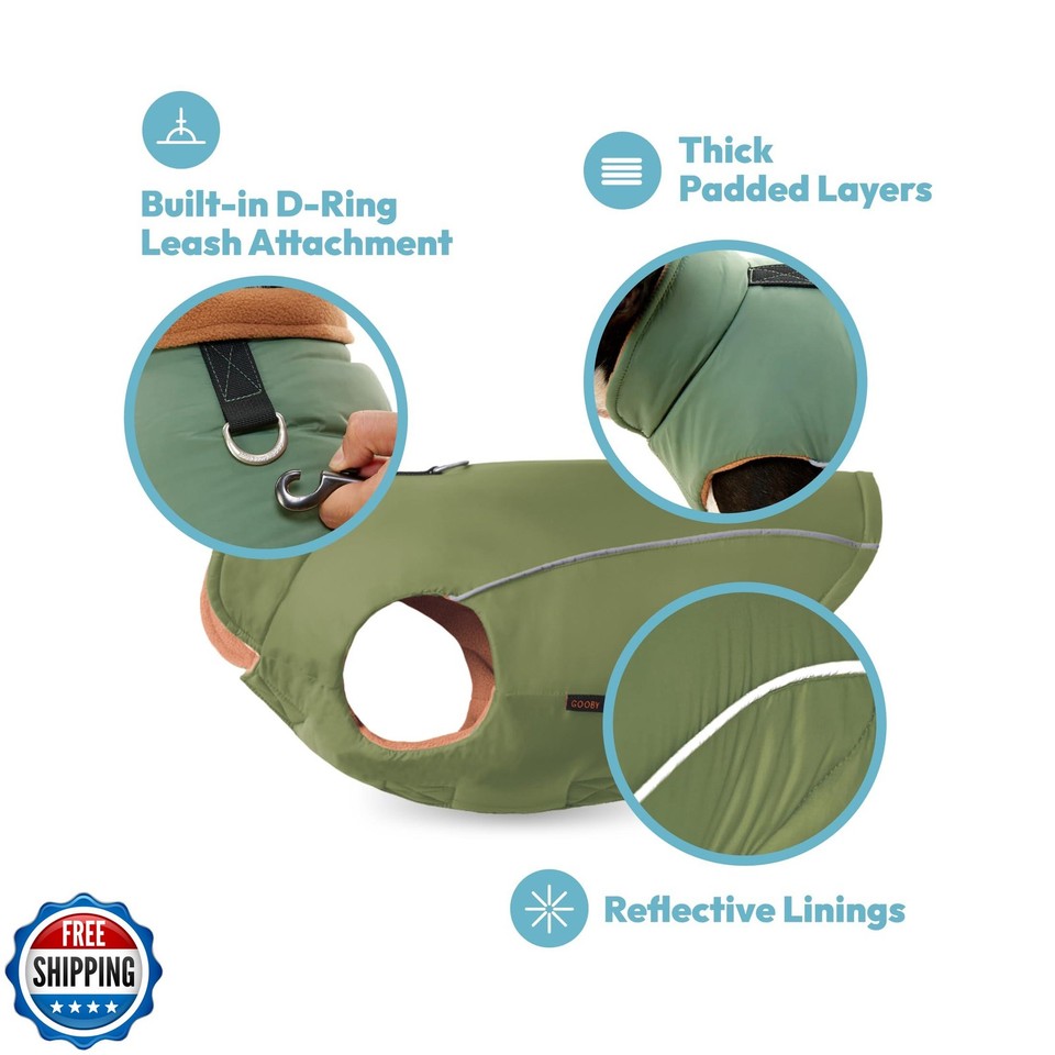 Gooby Sports Vest Dog Jacket - Green, Medium - Reflective Dog Vest with ...