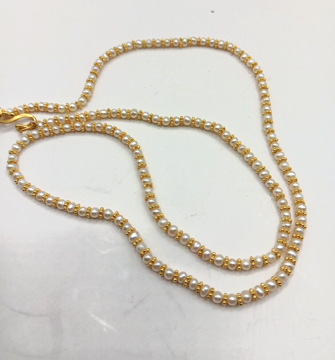 Sudha Pennathur Pearl Gold Tone Ornate Spacer Bead Necklace Classic ...