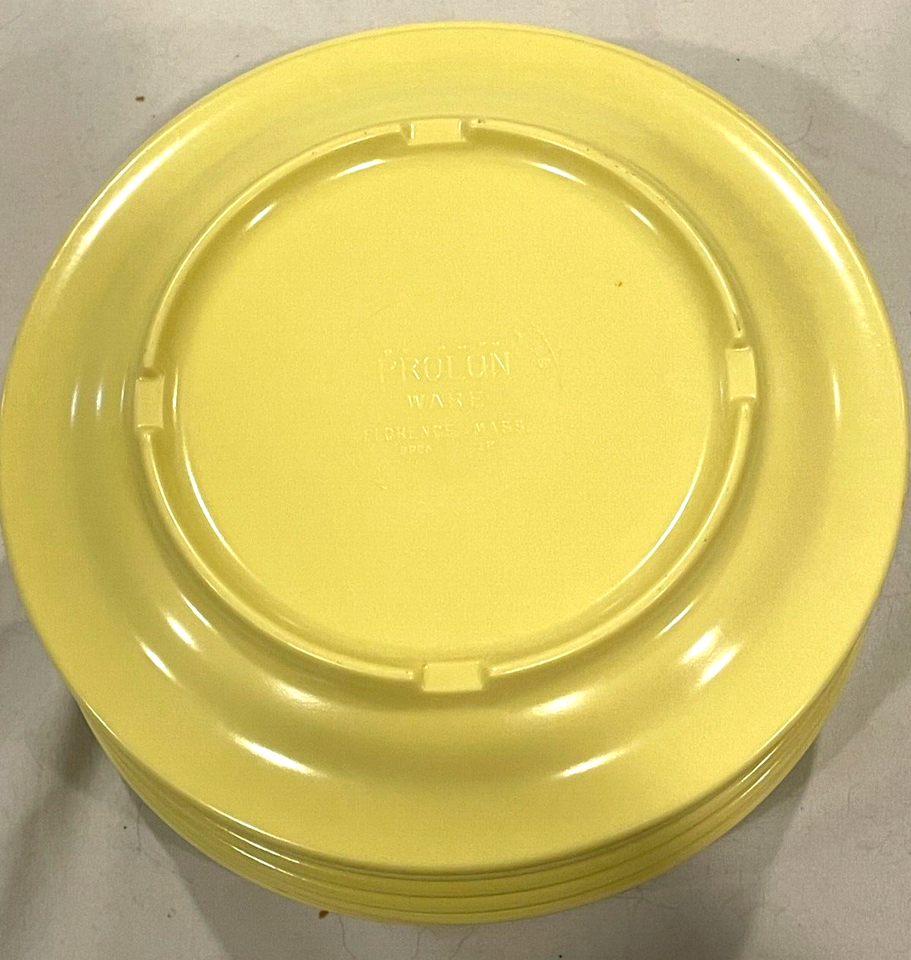 8 VINTAGE PROLON WARE MELMAC MELAMINE BUTTER YELLOW BREAD PLATES -FREE ...