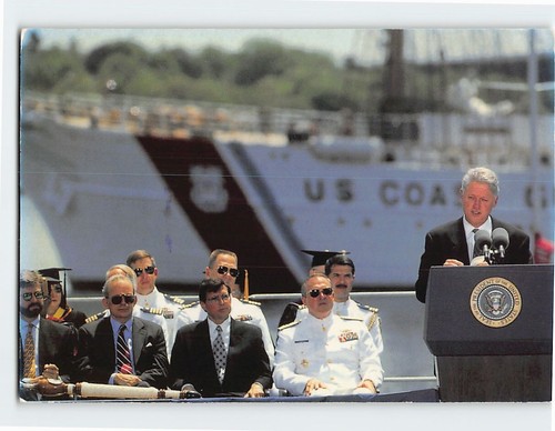 Postcard President Bill Clinton, U. S. Coast Guard Academy, New London ...
