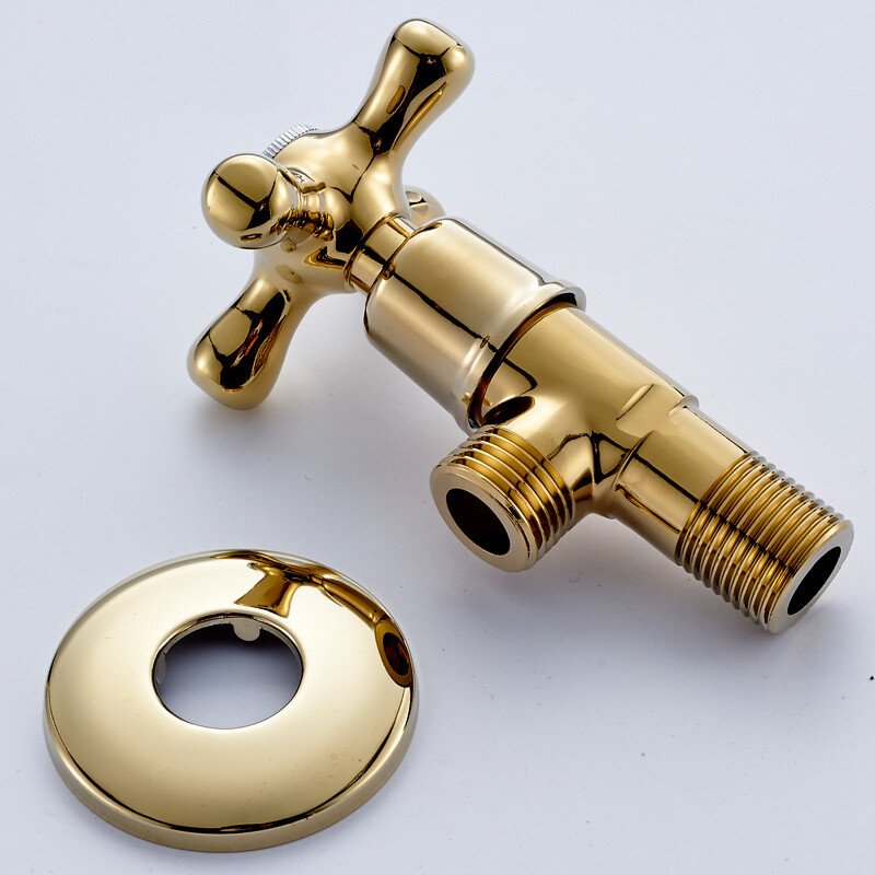 Polished Gold Brass 1Pcs Bathroom Angle Stop Valve 1/2" Male x 1/2 ...