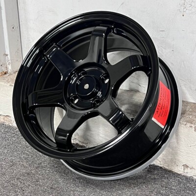 15" Grid TE37 Style Wheels Rims Gloss Black 4 Lug 4x100 | 73.1 mm Hub ...