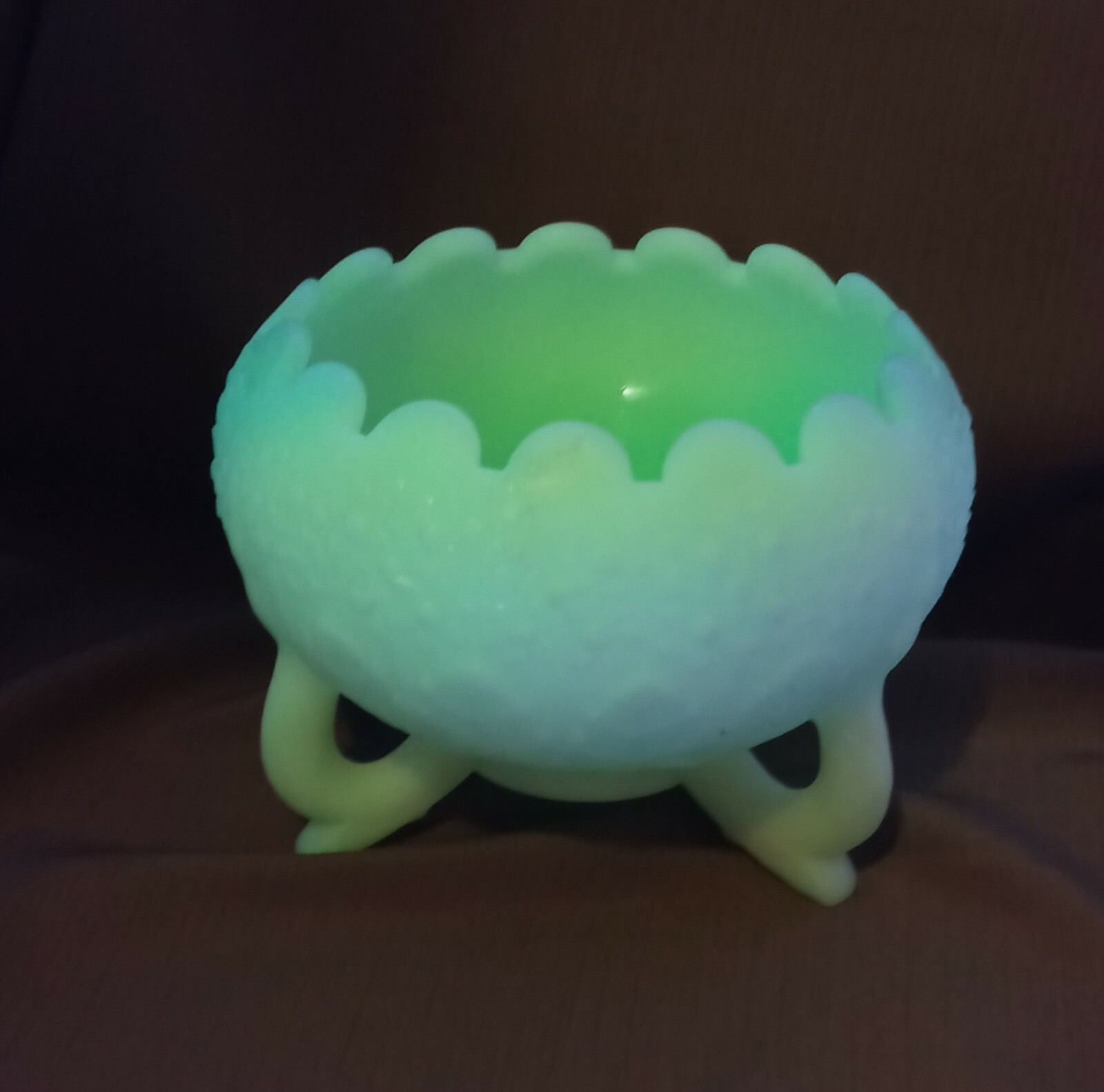 Glowing Fenton Uranium Custard Glass 3 Footed Bowl - Marked | eBay