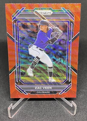 ZAC VEEN 2023 Prizm Baseball Colorado Rockies Prospect Red Wave CN#148 ...