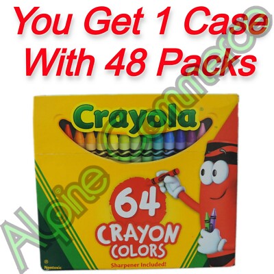 *48-Packs* Crayola 64 Nontoxic Crayon Colors Sharpener Included 52-0064 ...