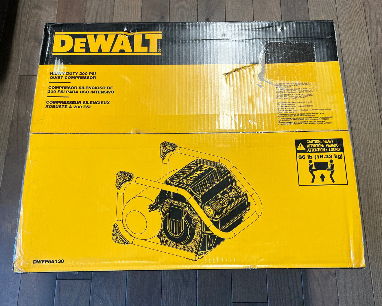 NEW DEWALT QUIET TRIM HEAVY DUTY 200 PSI COMPRESSOR DWFP55130