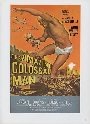 1977 VINTAGE Sci-Fi "THE AMAZING COLOSSAL MAN (1957)" MOVIE MINI POSTER ...