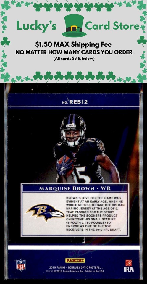 2019 Donruss Optic #RES12 Marquise Brown Rookie Elite Series | eBay