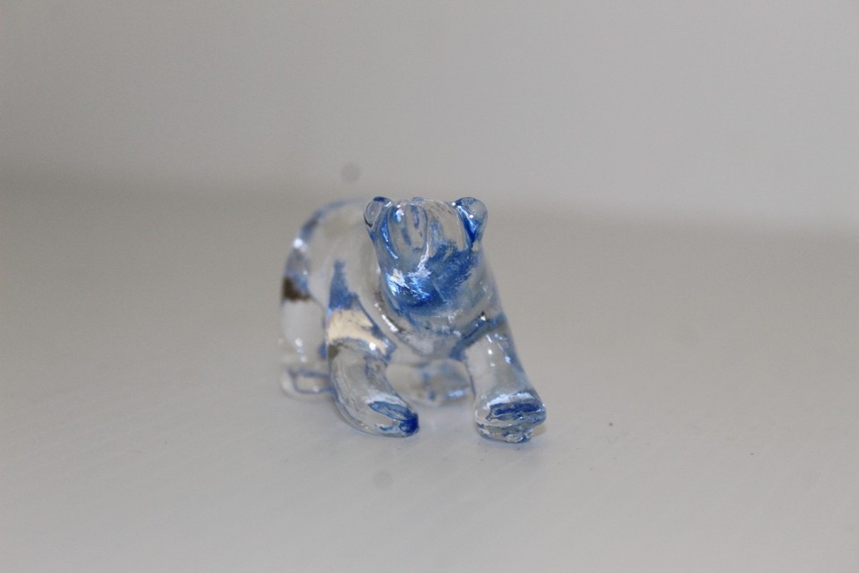 Glass Polar Bear Statue Figure Bluish Tint Clear | eBay