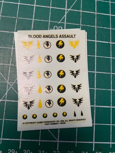 Warhammer 40K BLOOD ANGELS ASSAULT TRANSFER SHEET GAMES WORKSHOP | eBay