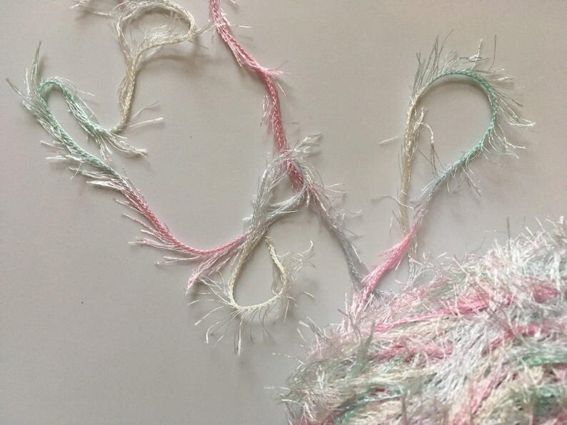 Dark Horse Yarns Lovely Lash #110 Pastels -Pink Mint Blue+ Eyelash Yarn ...