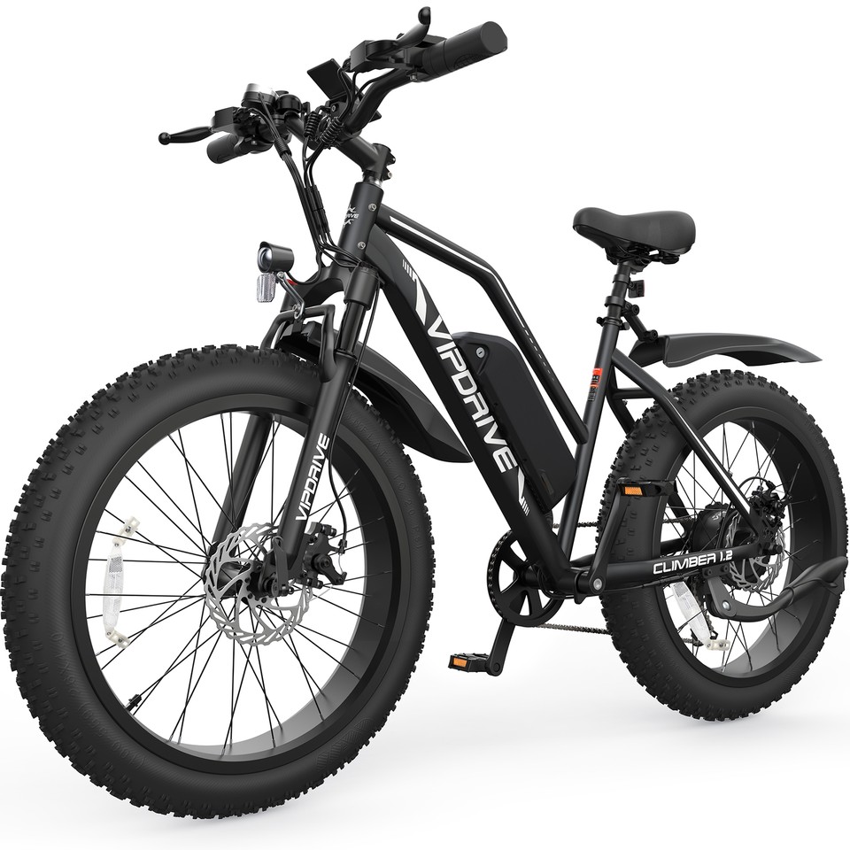 VIPDRIVE Electric Bicycle 26" Fat Tire Electric Bike Peak 750W 48V 13AH ...
