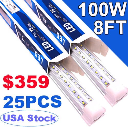 25 PC 8Ft LED Shop Light 100W 96 Inch Cooler Door Freezer LED Tube ...