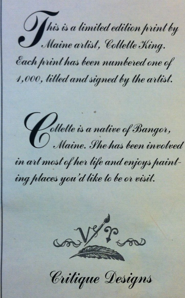 🔥COLLETTE KING🔥 Framed Signed Art Pemaquid Point Lighthouse from Bangor ...