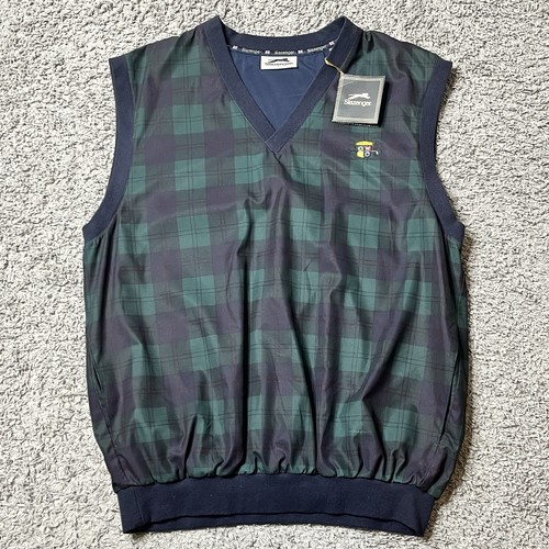 New Slazenger Golf Vest Mens Large Green Plaid Wind Stopper V Neck OWCC ...