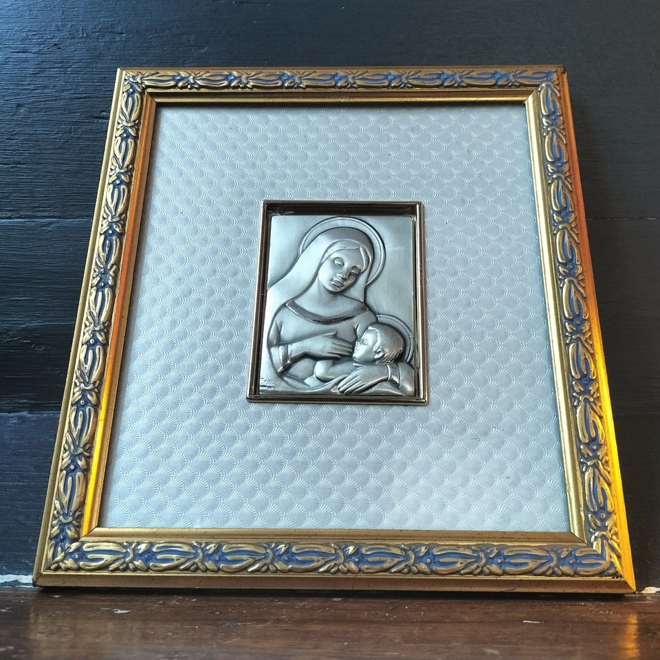 Vintage 925% STERLING SILVER Religious Icon Wall Plaque,Virgin Mary ...