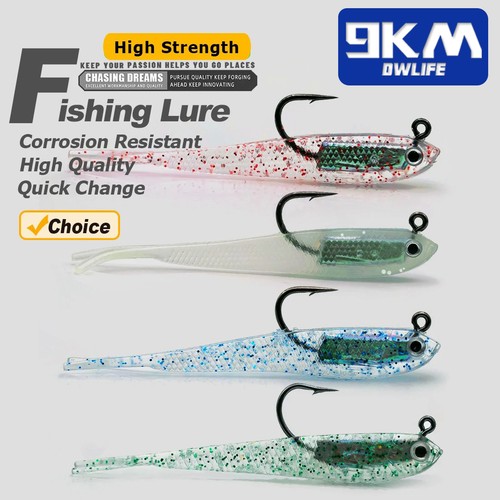 5pcs Fishing Lures Hook Paddle T-Tail Silicone Lures Rubber Soft ...