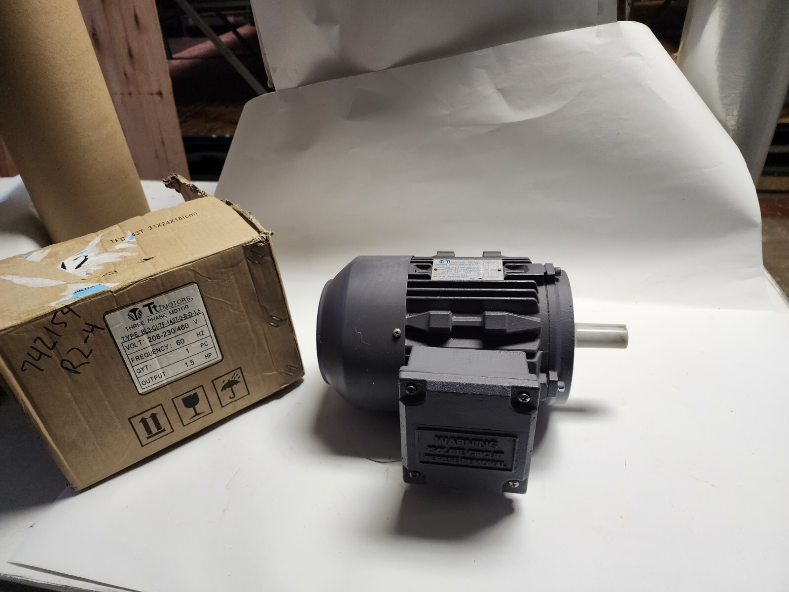 New Techtopind 1-1/2 HP 3 PH Electric Motor 143T Frame 3450 RPM Class F ...