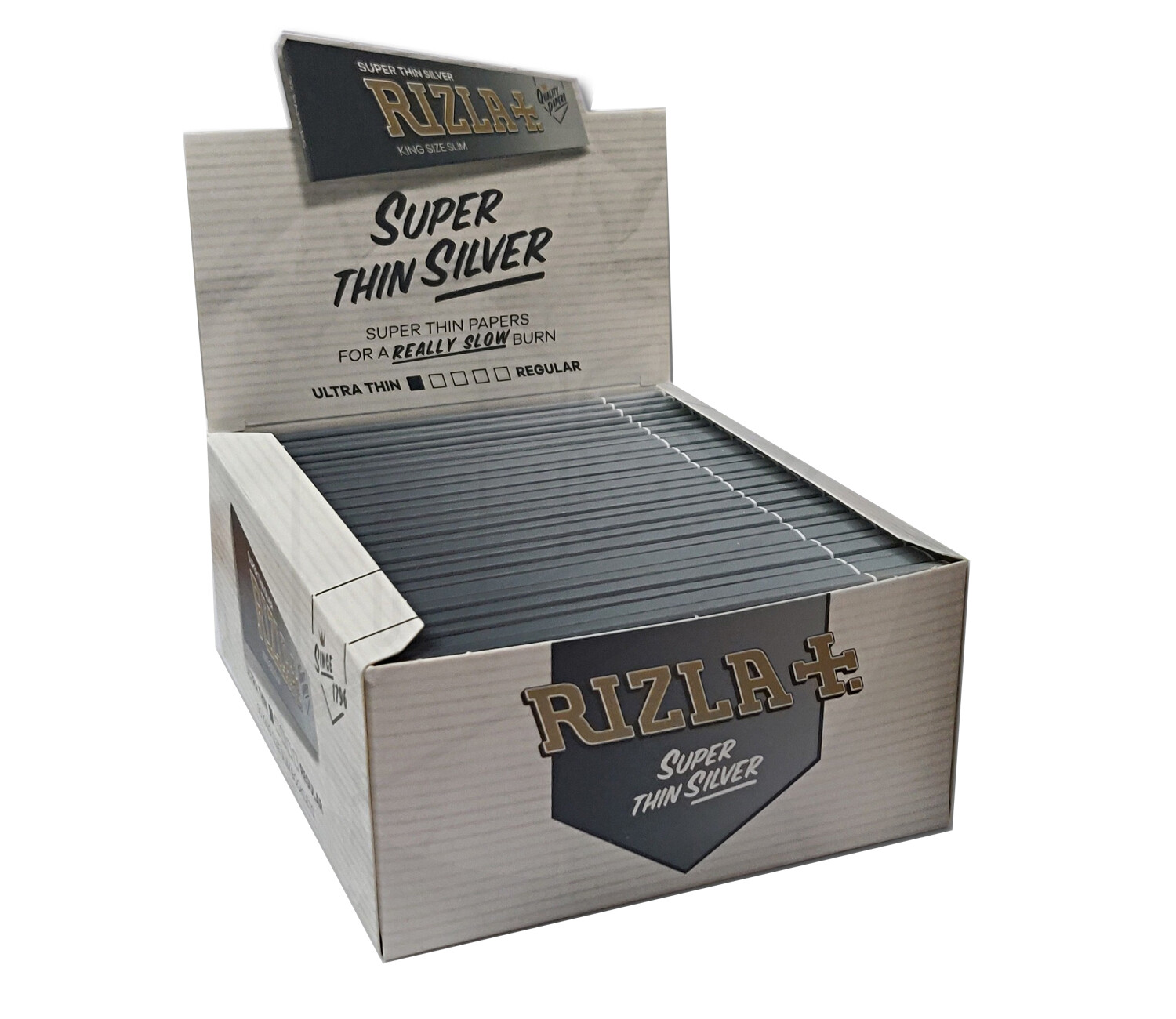 RIZLA SILVER KING SIZE SLIM ULTRA THIN CIGARETTE SMOKING ROLLING PAPERS ...