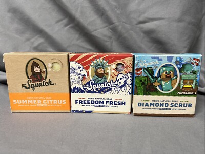 3x DR. SQUATCH MINECRAFT, FREEDOM FRESH & SUMMER CITRUS MEN'S NATURAL ...