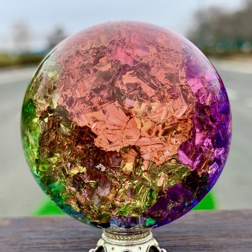 156G Natural Titanium Rainbow Quartz sphere Crystal ball Healing | eBay