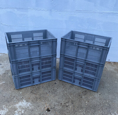 4 x Used Vented Grey Euro Boxes Stacking Containers 60 x 40 x 24cm - 48 ...