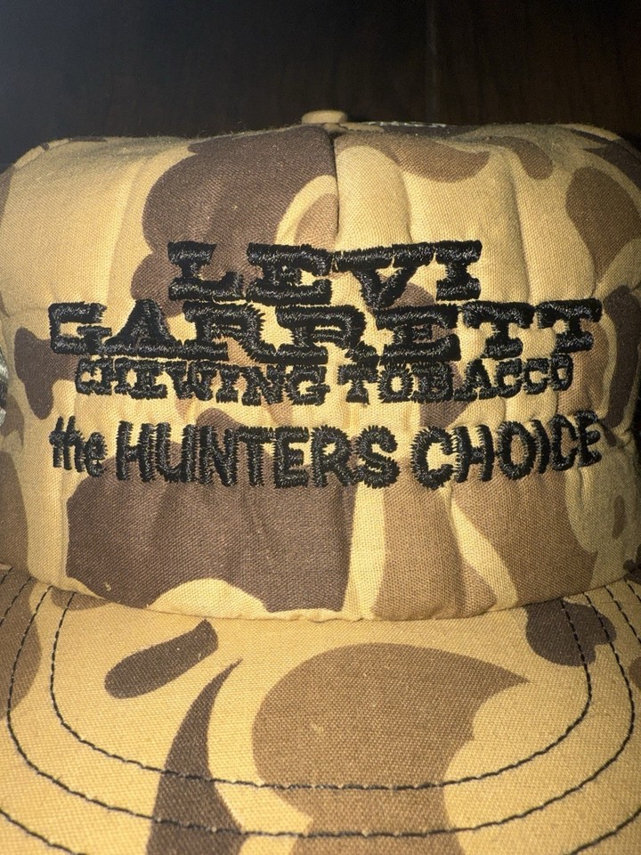 Vintage USA MADE Levi Garrett Tobacco Camo Hunting Trucker Hat Snapback ...