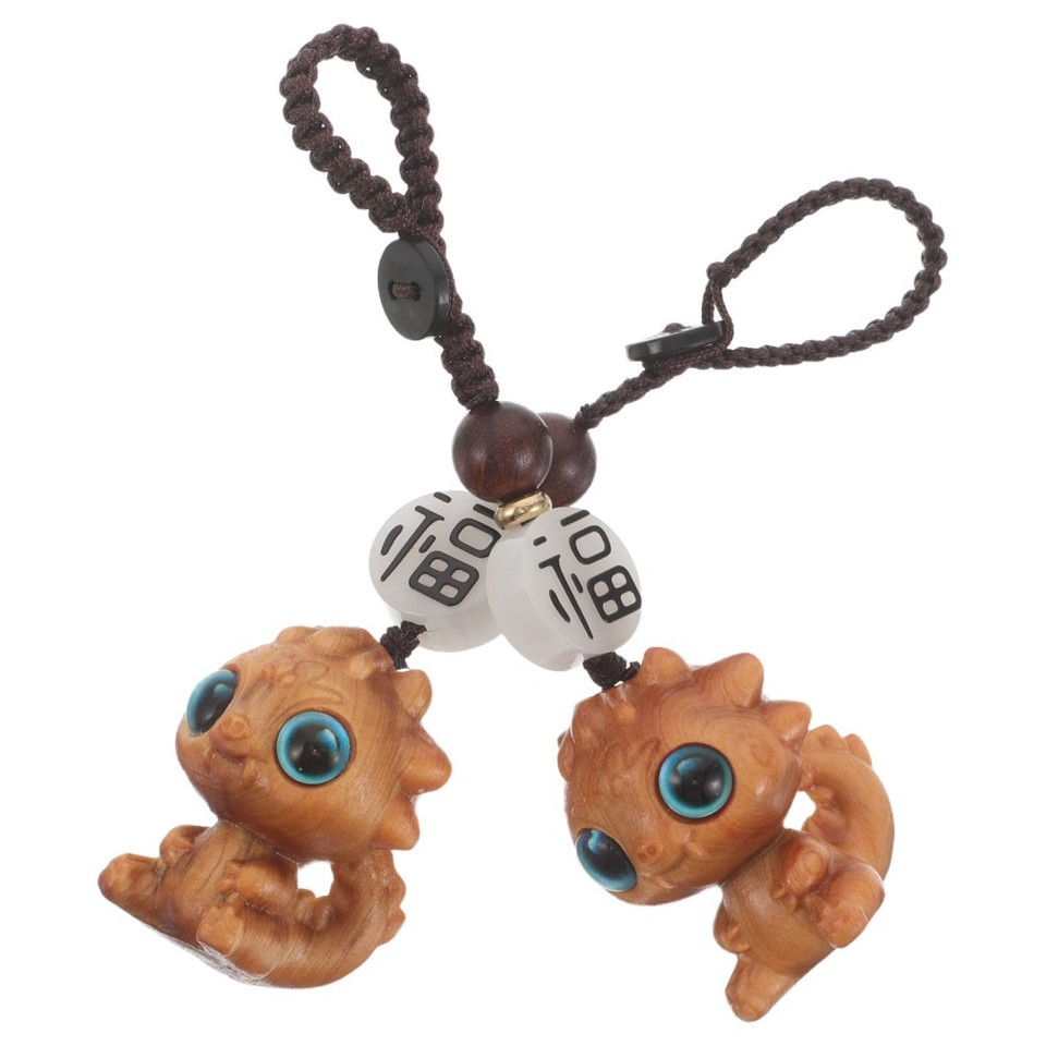 2pcs Wood Dragon Hanging Ornament - Hand-Carved Small Dragon Sculpture ...