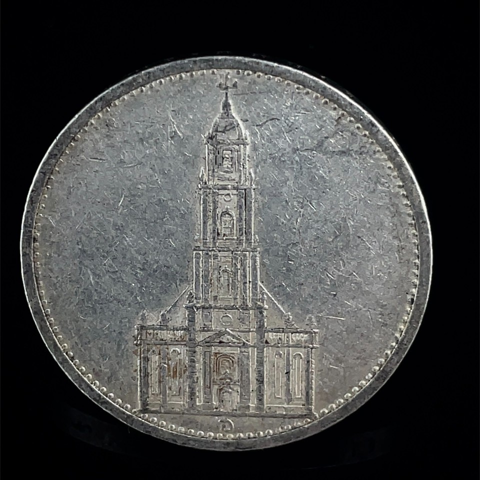 1934 D GERMAN Third Reich Silver WWII 5 Reichsmark Potsdam Garrison ...