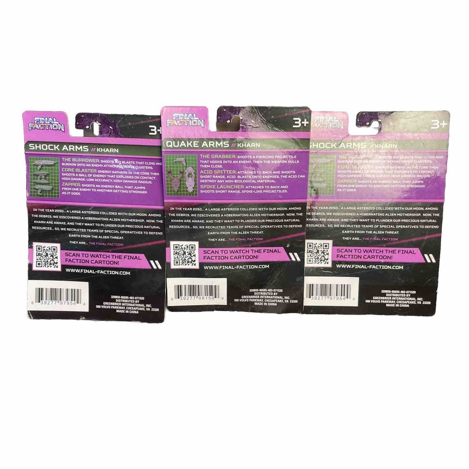 4 Lot Final Faction KHARN Shock Arms & Quake Arms Pack | eBay