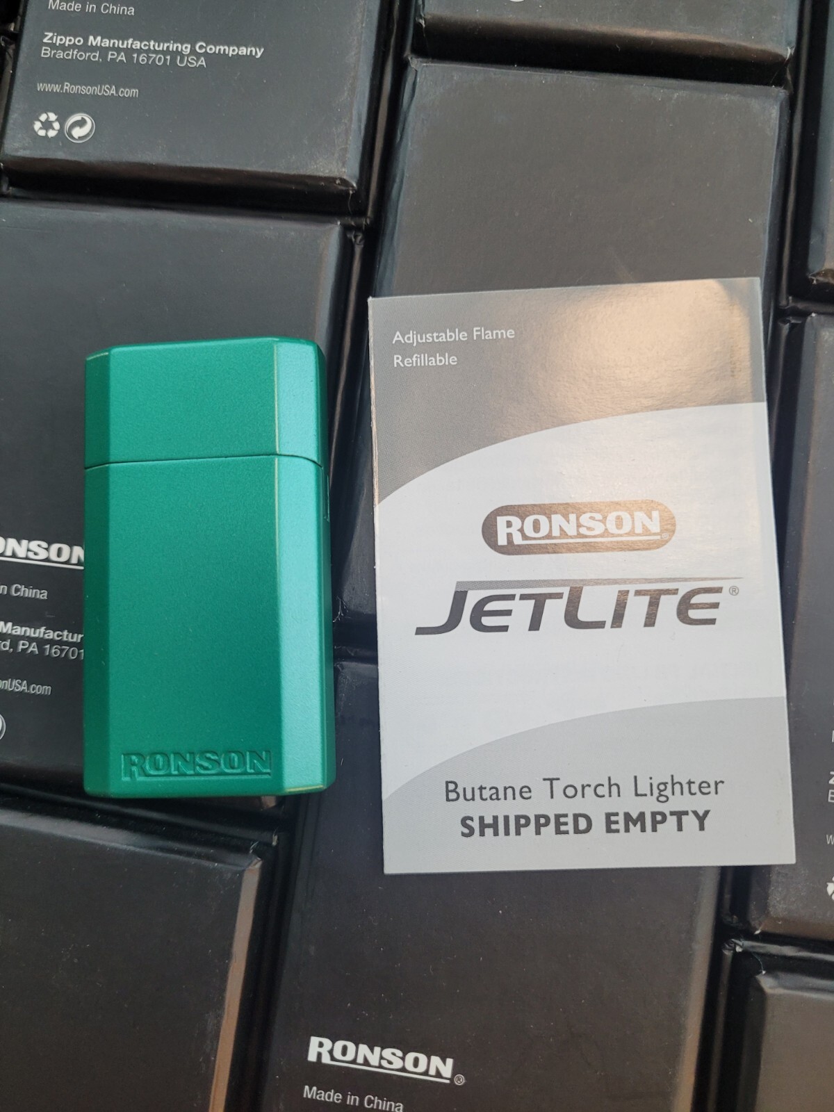 RONSON JETLITE Torch Green Butane Lighter - NEW - Rare Green Color ...