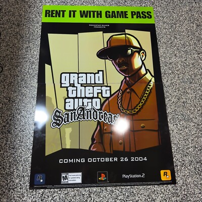 Grand Theft Auto San Andreas Store Display 2004 Poster XBOX PlayStation ...