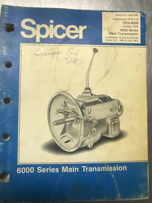 SPICER 6000 Series 5 Speed Main Transmission PARTS MANUAL T210-6000 | eBay