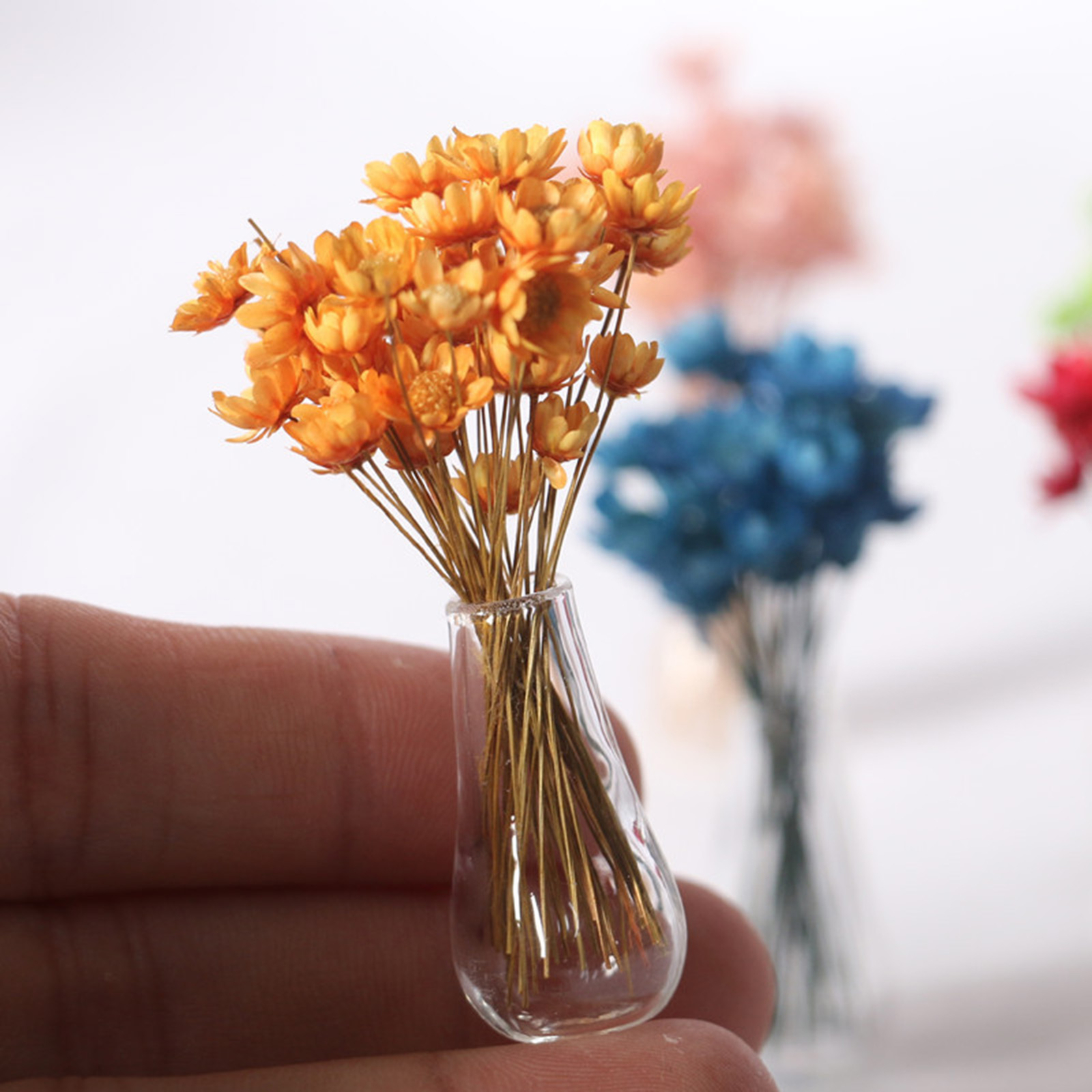 Mini Flower Vase Bright Color Wear-resistance Tiny Flower Bowl Model ...