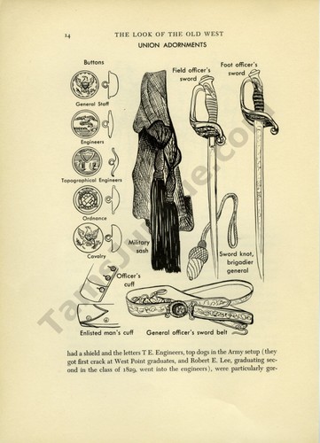 1955 Evelyn Curro Book Page Art Drawing Union Army Adornments | eBay