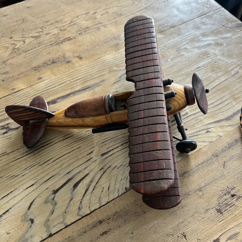 Wooden WW1 Biplane Hand Crafted Multi Color Wooden Model Airplane ...