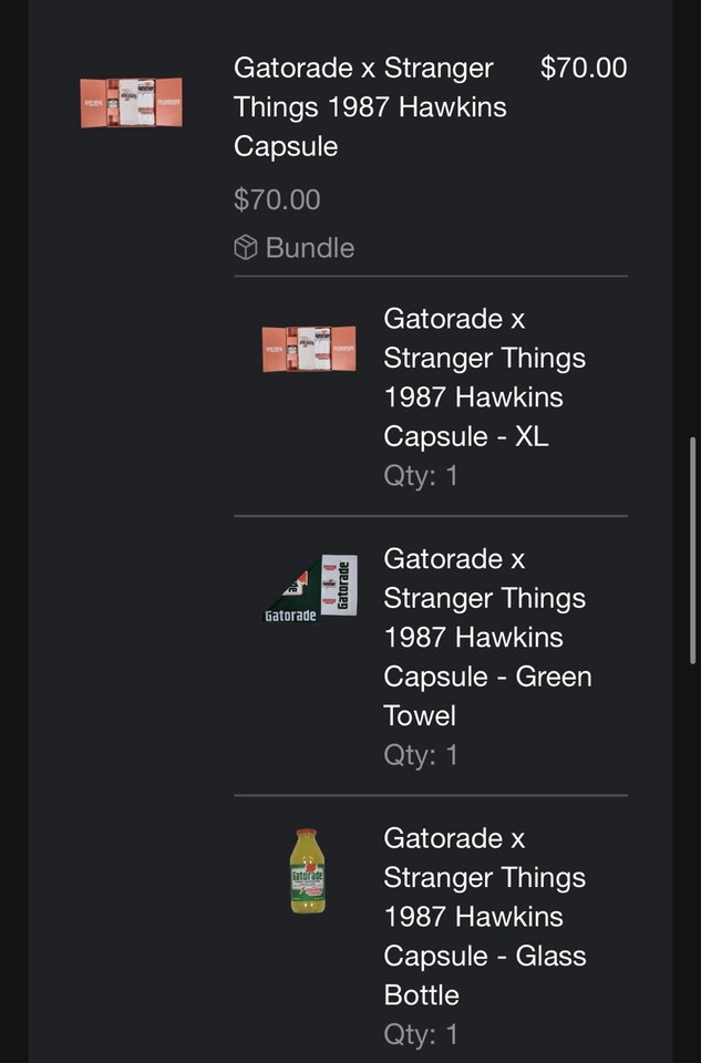 Stranger Things X Gatorade 1987 Capsule Presale SIZE XL CONFIRMED ORDER ...
