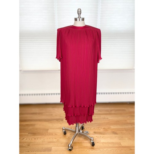 Vintage Red Dress, Red Micro Pleat, ZiZi Barbara Chodos, 70s 80s, size ...
