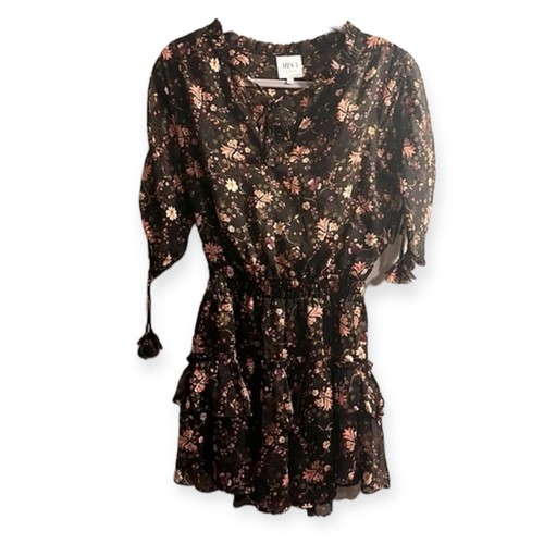 MISA Los Angeles XS Becca Dainty Floral Ruffled Tassel Mini Dress ...