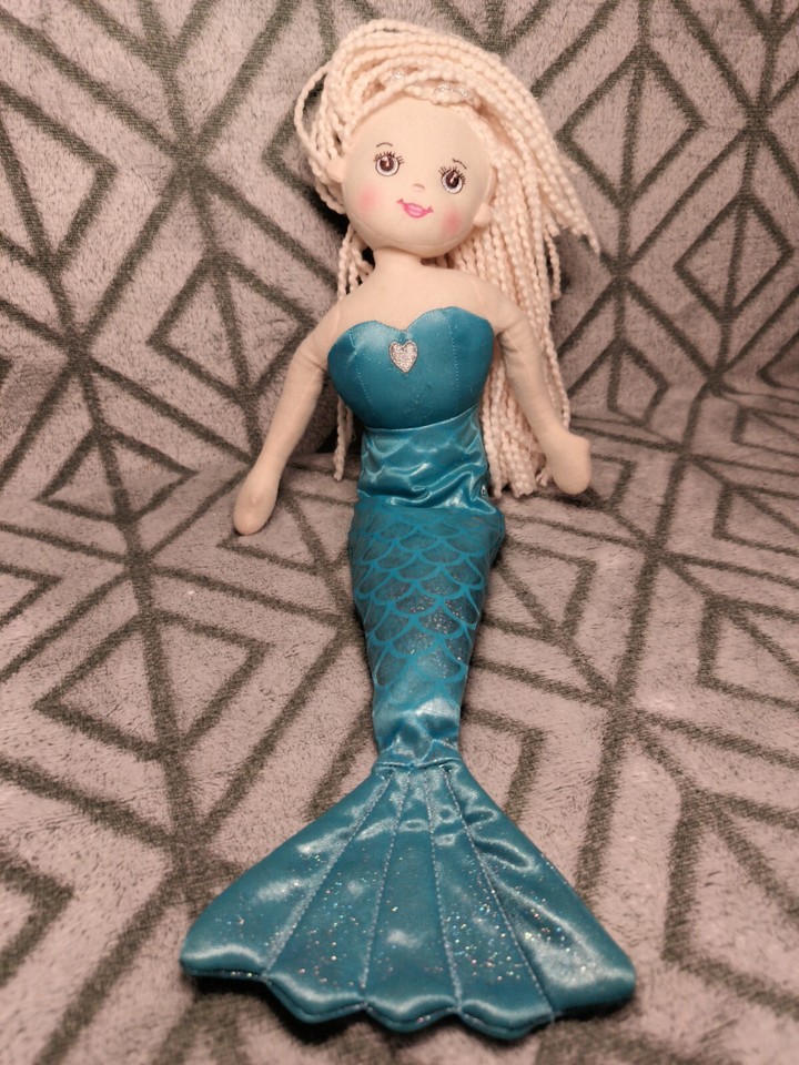 GANZ Shimmer Cove Mermaid Shelly Plush Toy Doll Aqua Blue Dress ...