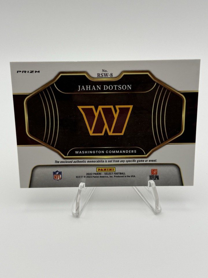 2022 Panini Select Jahan Dotson Rookie Swatches Patch RC PRIZM #RSW-8 ...